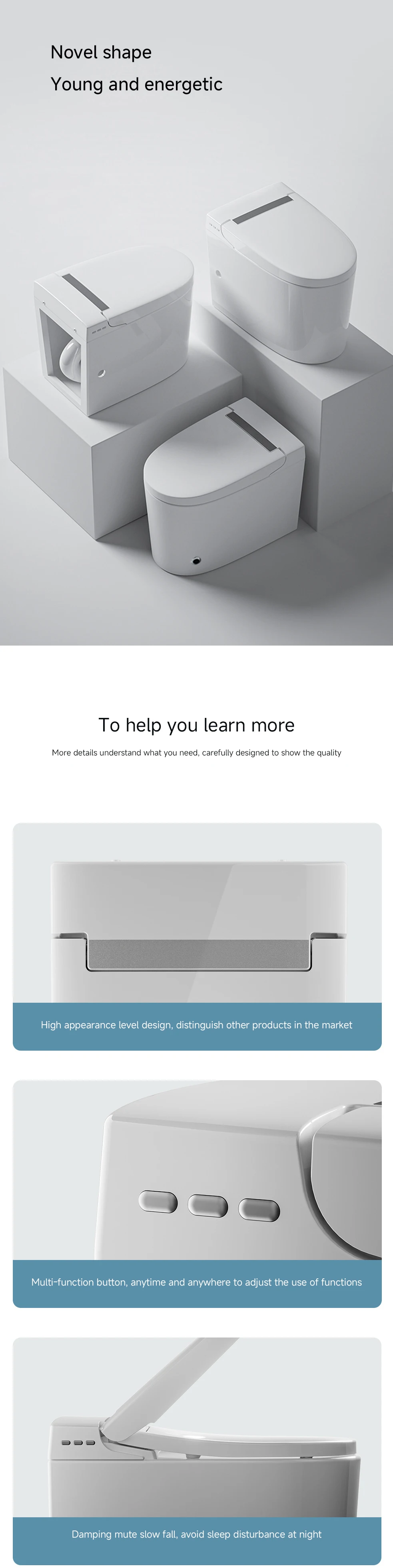 Modern Automatic Foot Sensor Flush Luxury Intelligent Toilet Remote ...