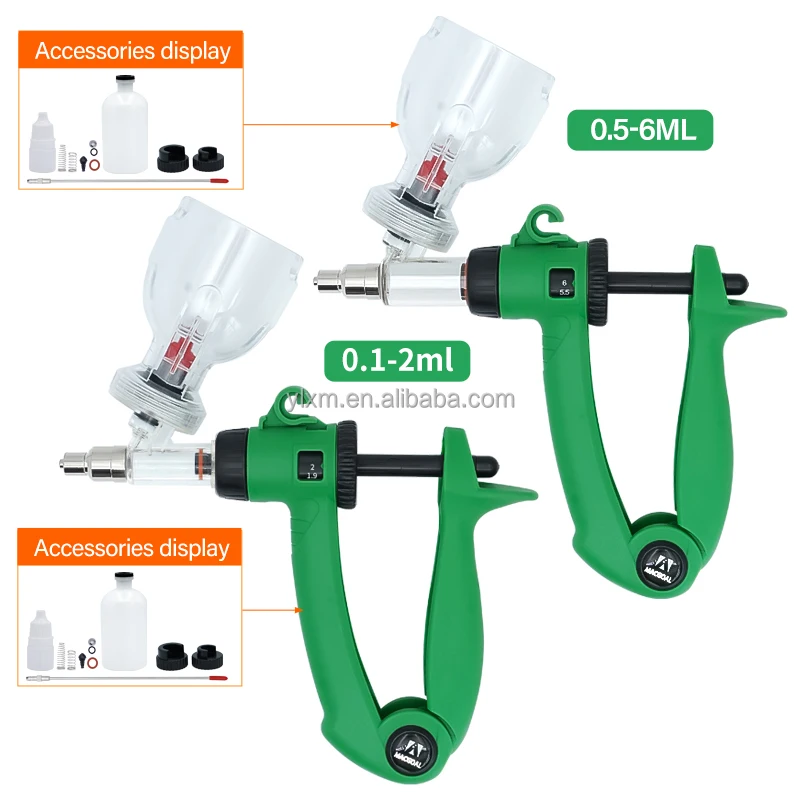 Bottle Connected Adjustable Automatic Vaccine Syringe Vet Dosing Adjust ...