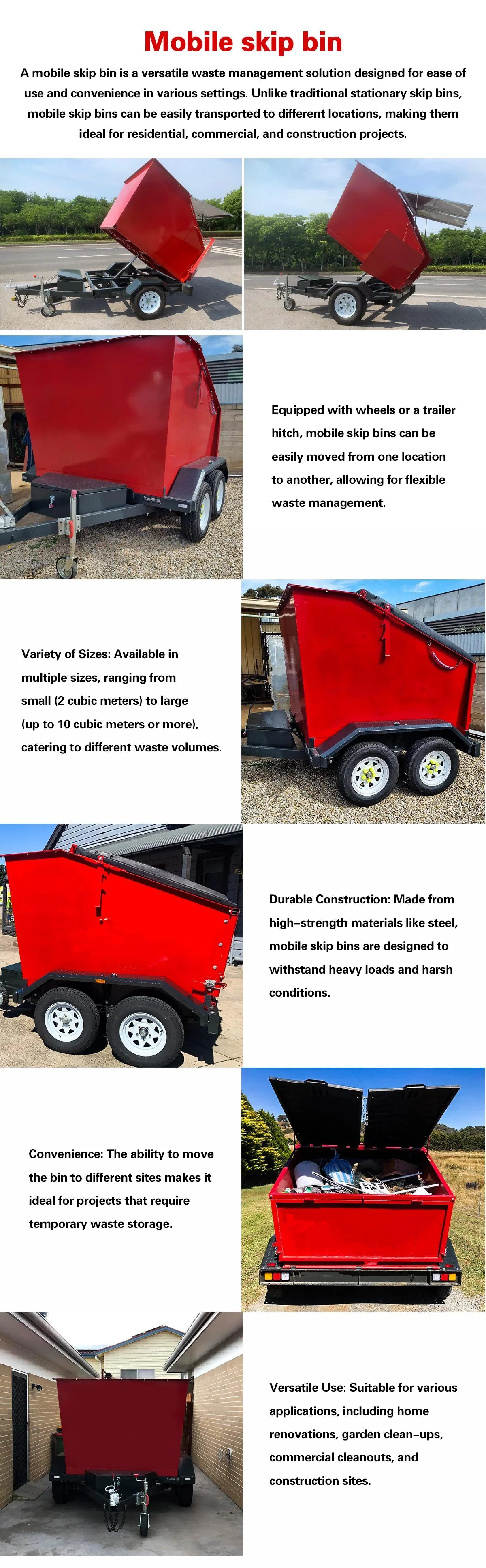 Small Trailer Skip Bin Sell to Sydney Mobile Skip Bin with High ...