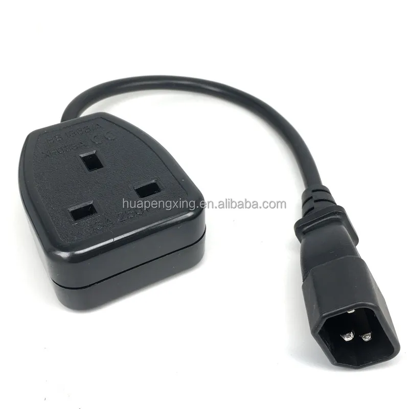 IEC C14 Male Plug to UK BS1363 Female Socket Power Adapter