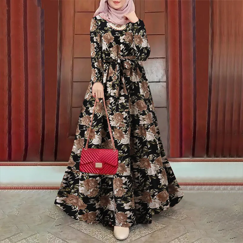 New Design Islamic Clothing Flower Abaya Dubai Ladies Party Women ...