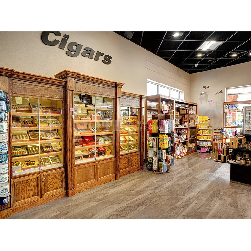 Modern Floor Glass Cabinet Tobacco Cigar Displays Wooden Display Retail ...