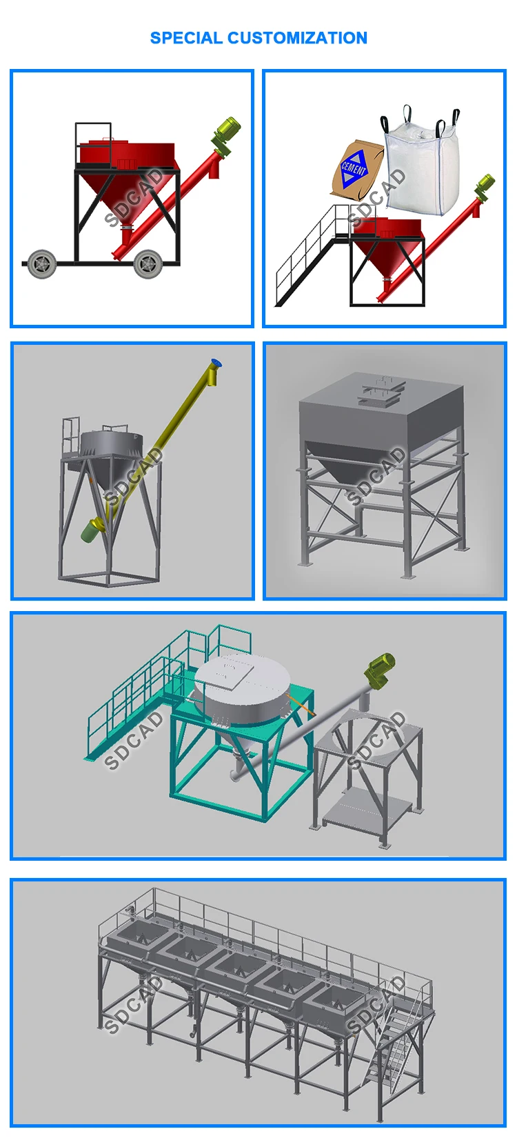 Sdcad Big Bag Unloaders Bagged Cement Storage Cement Tank With Screw ...