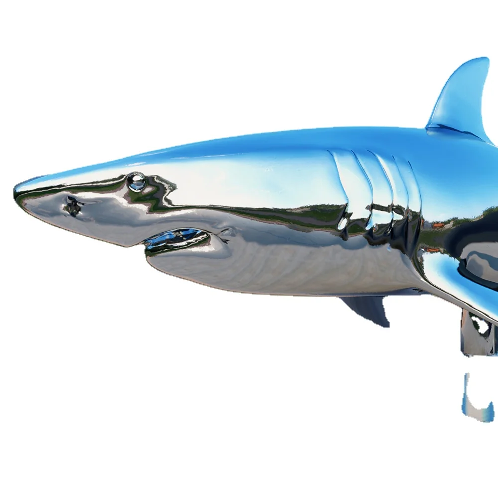 3D Life Size Metal Shark Model Statue for Outdoor Decor
