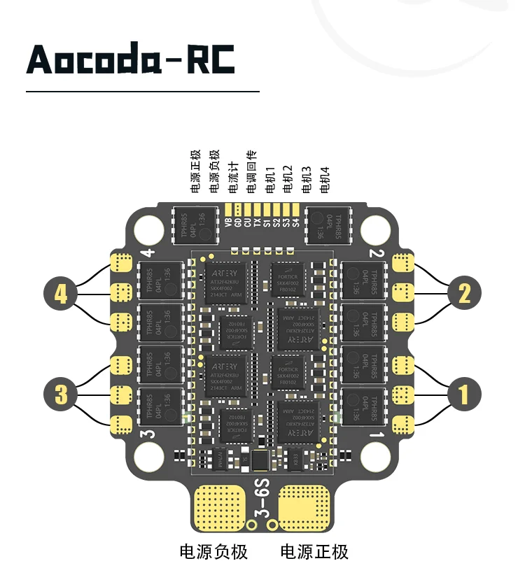 Aocoda F460 V2 Stack 60A 4 in 1 ESC Blheli-32-Bit 128K