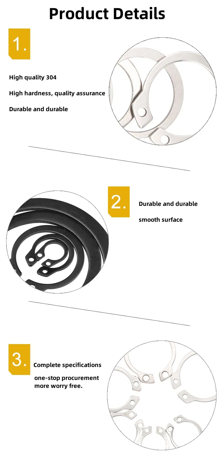 DIN471 3mm-300mm Stainless Steel External Fixing Snap Ring Circlips for ...