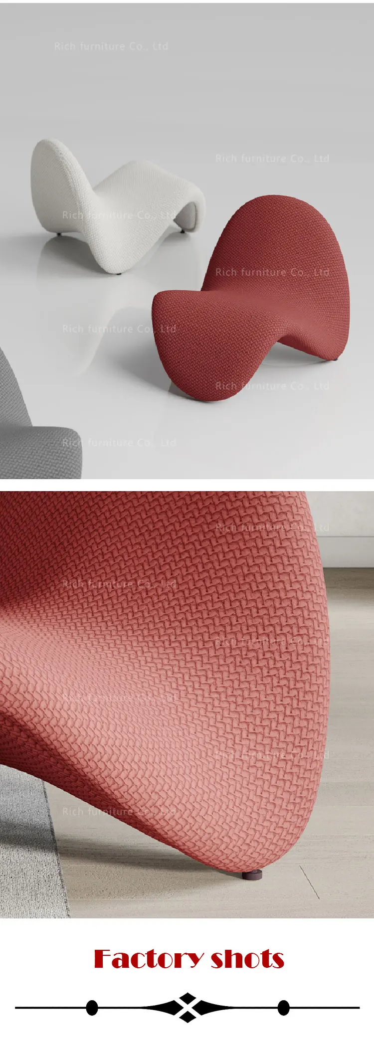 Tongue Shape Mid Century Lounge Chair Stackable Accent Chairs Living ...