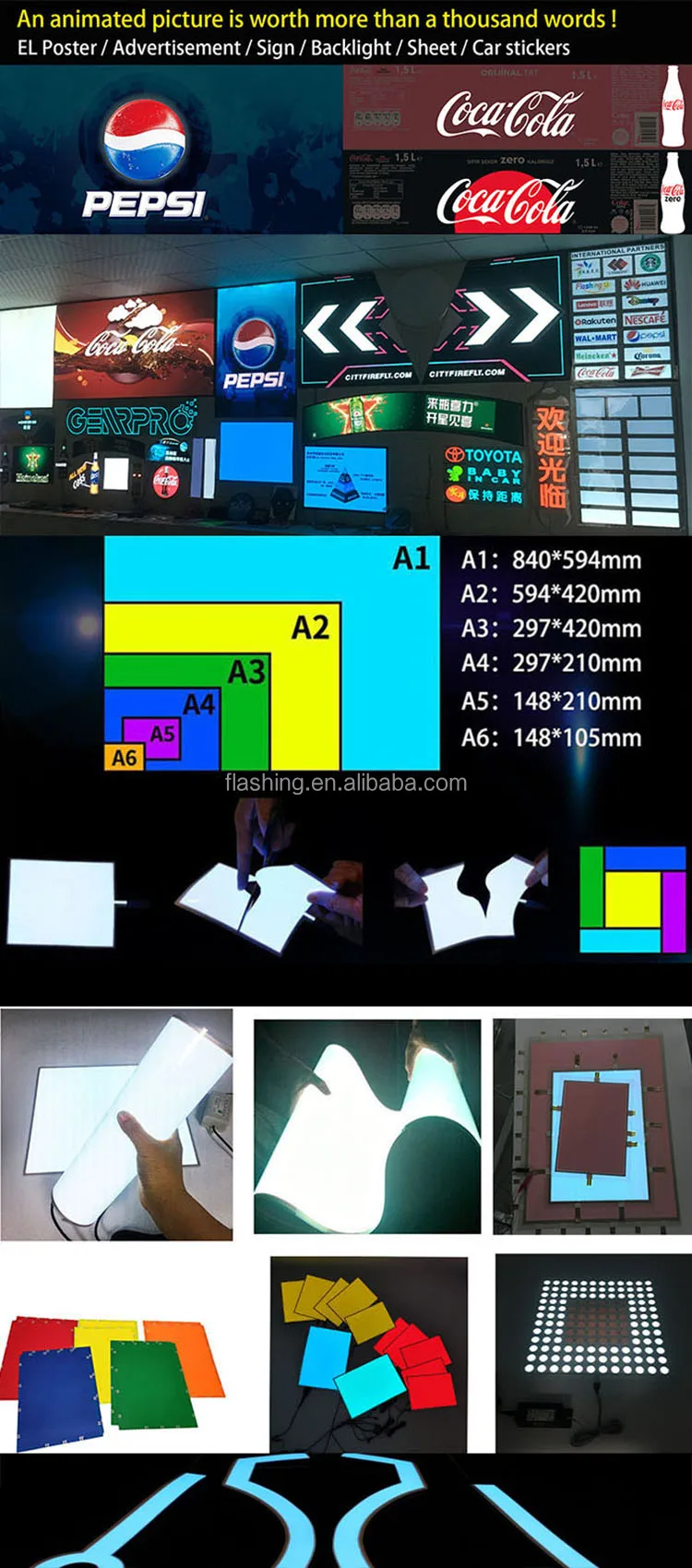High Quality Electro Luminescent Panel El Panel Light-up Poster Premium ...