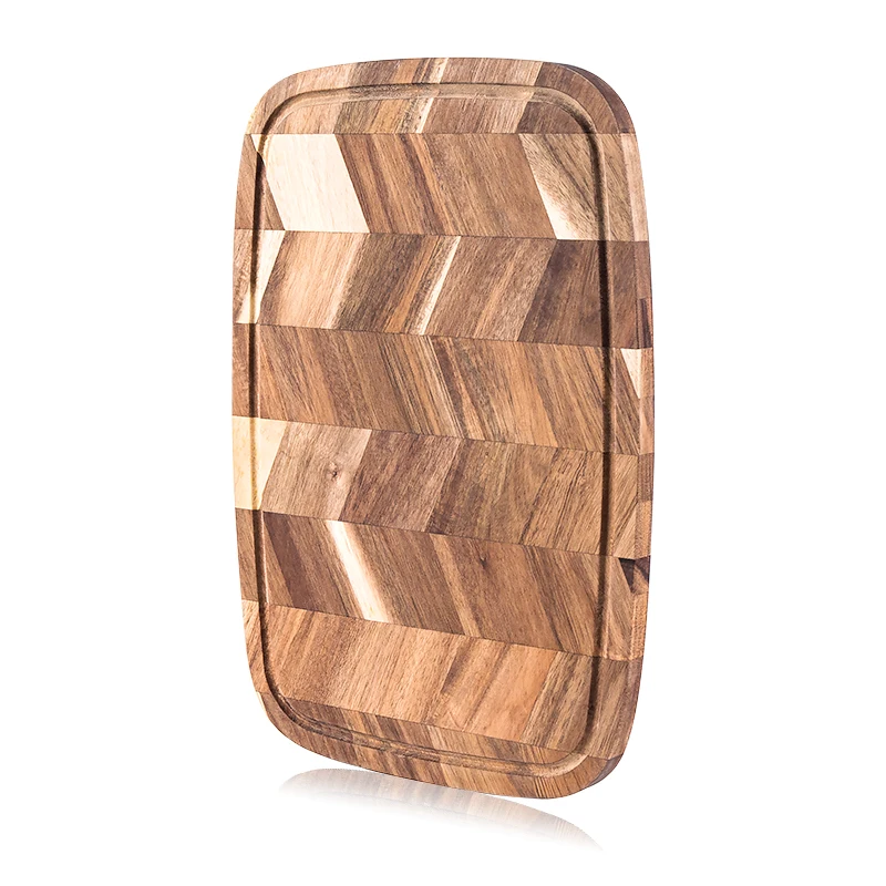 Rectangular Large Acacia Wood Butcher Chopping Block Cutting Board End ...