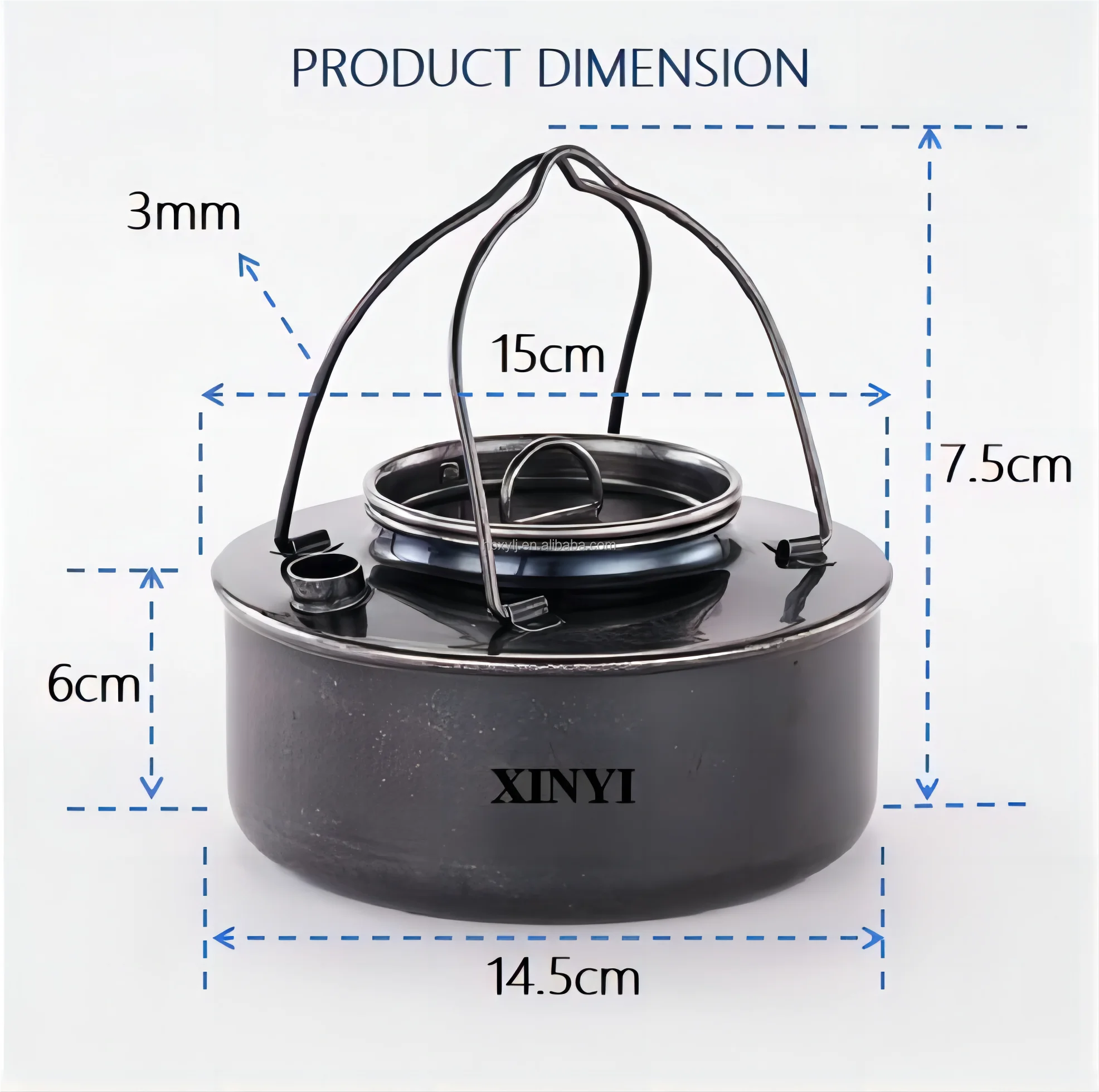 Antique Black Camping Hanging Water Kettle Stainless Steel Non-stick ...