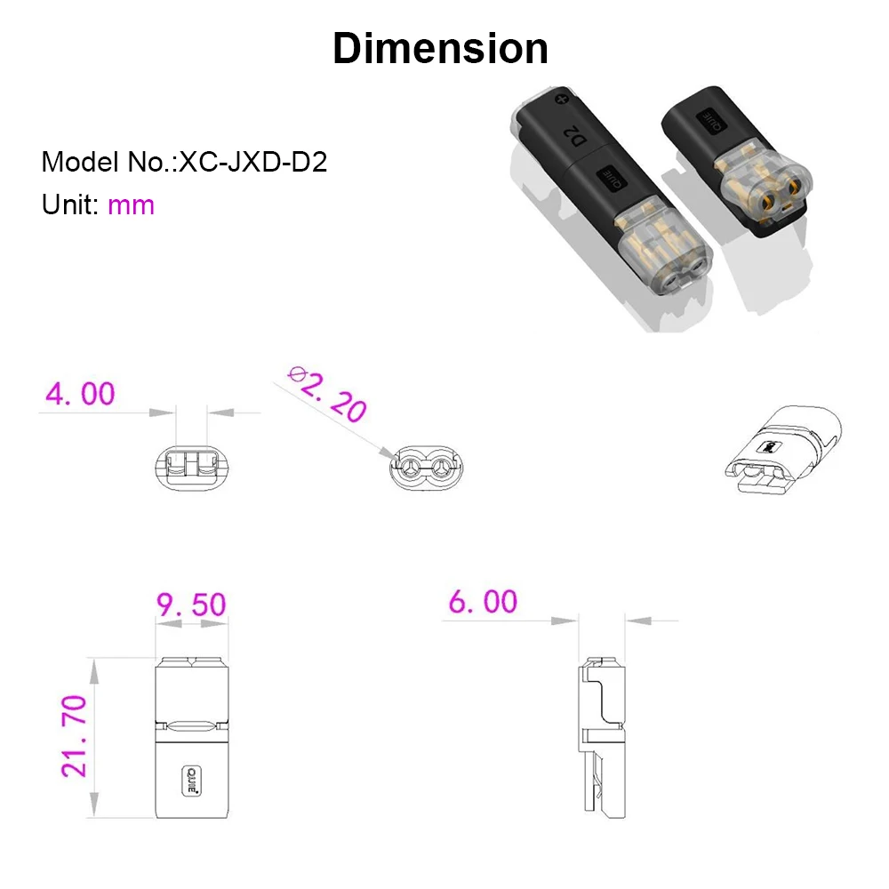 Double Wire 2 Pin LED Connector Clip - Fast Connect Low Voltage Wire ...