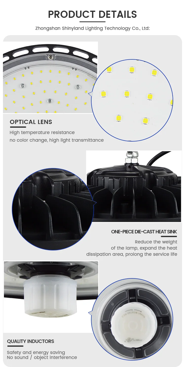 Smart Motion Sensor Dimmable LED High Bay Lights for Warehouses
