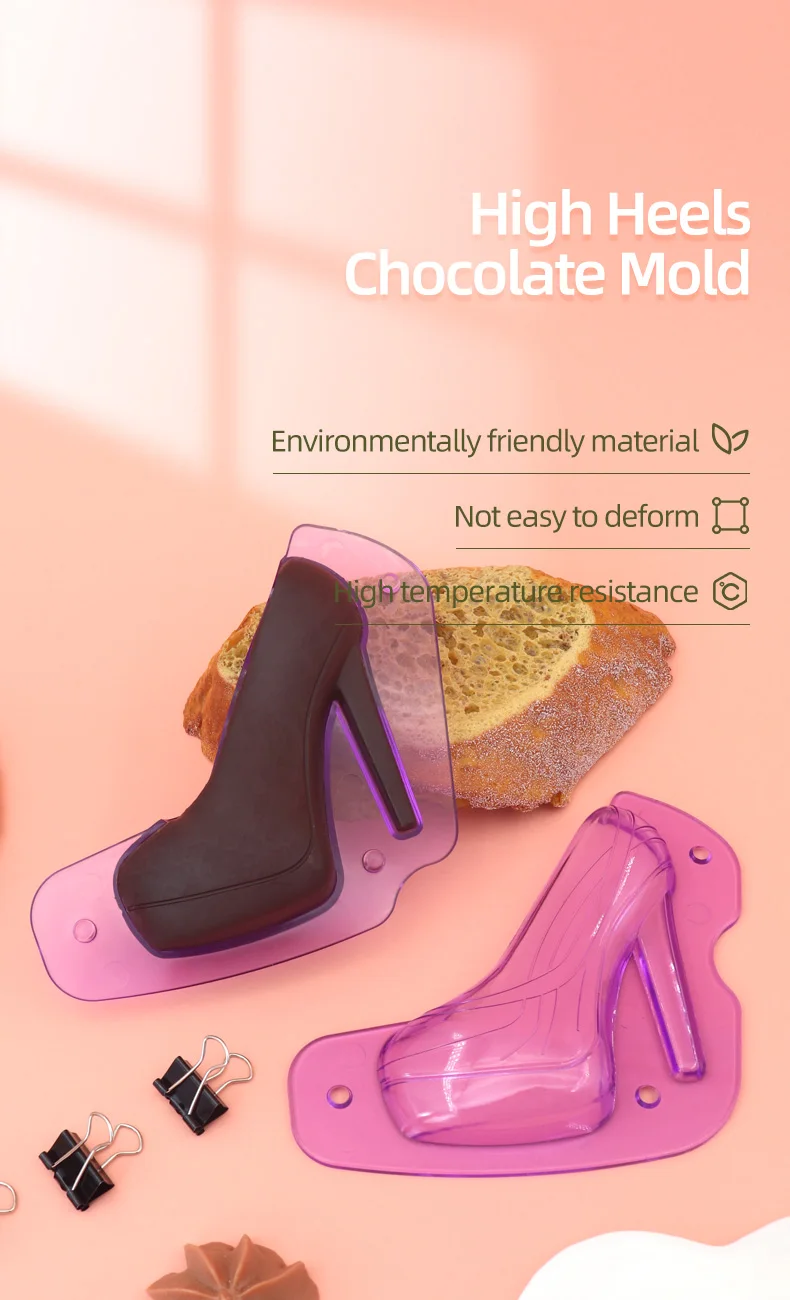 3D Chocolate Inverted Mold Purple Translucent High Heel Chocolate Mold ...