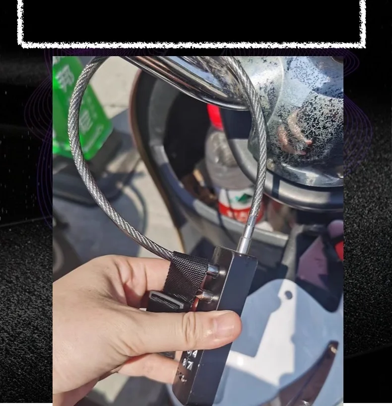 New Bold Steel Wire Rope Password Lock Padlock Electric Car Basket ...