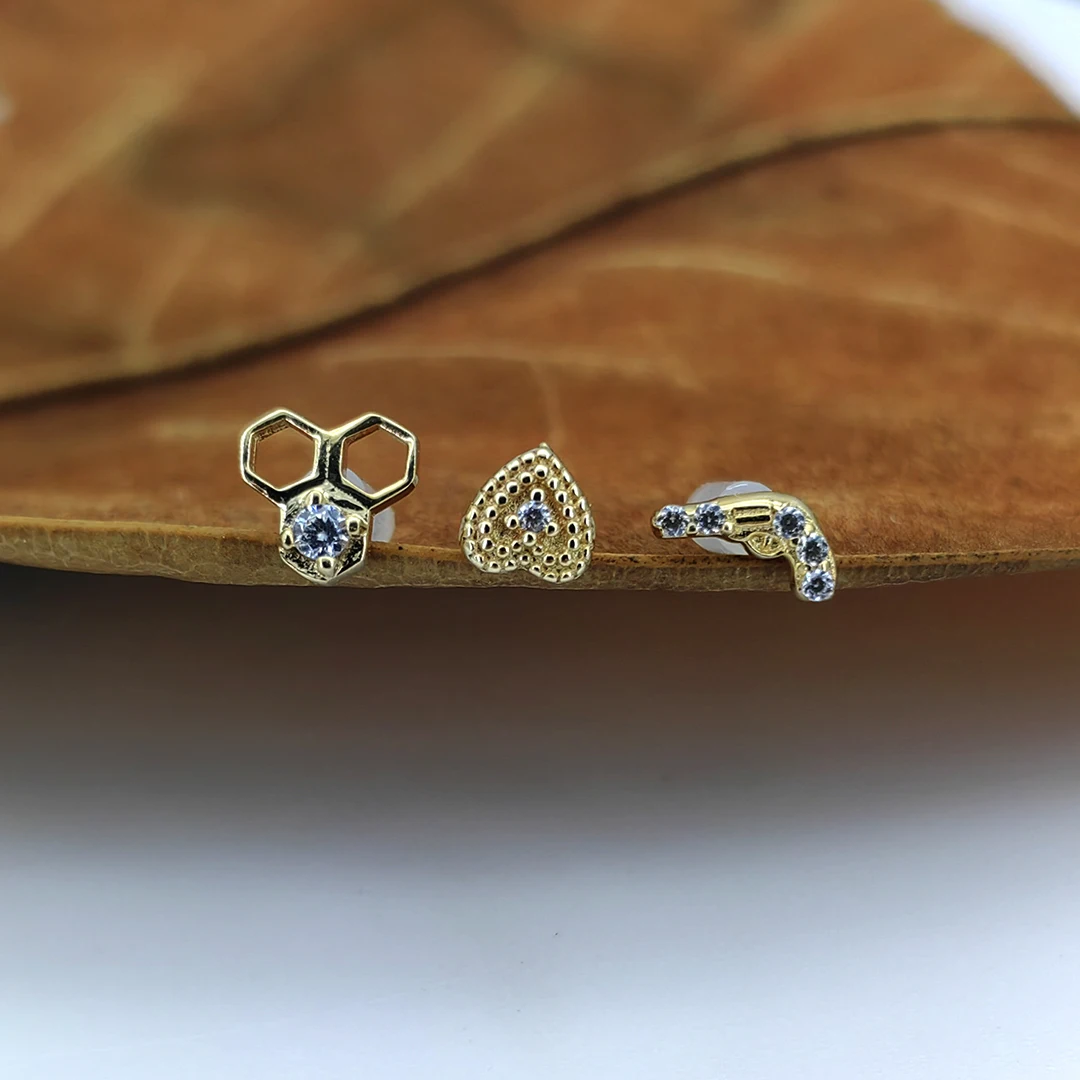 Calendo Jewelry 14k Solid Gold Heart Shape Threadless End With ...