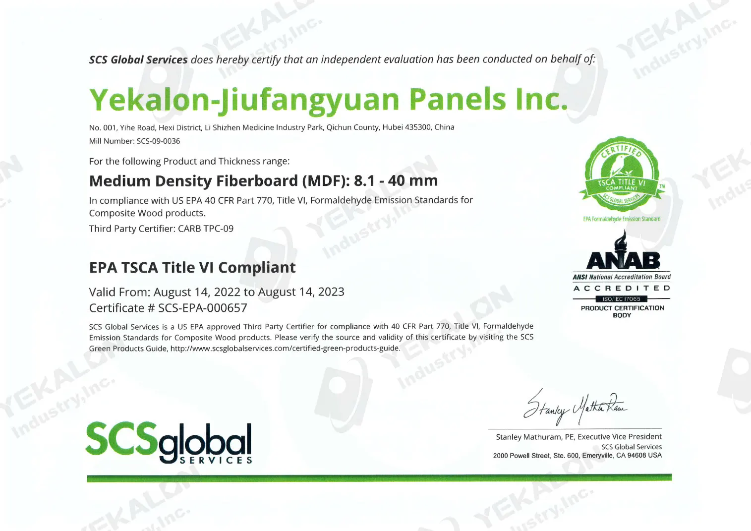 Yekalon Industry Inc.