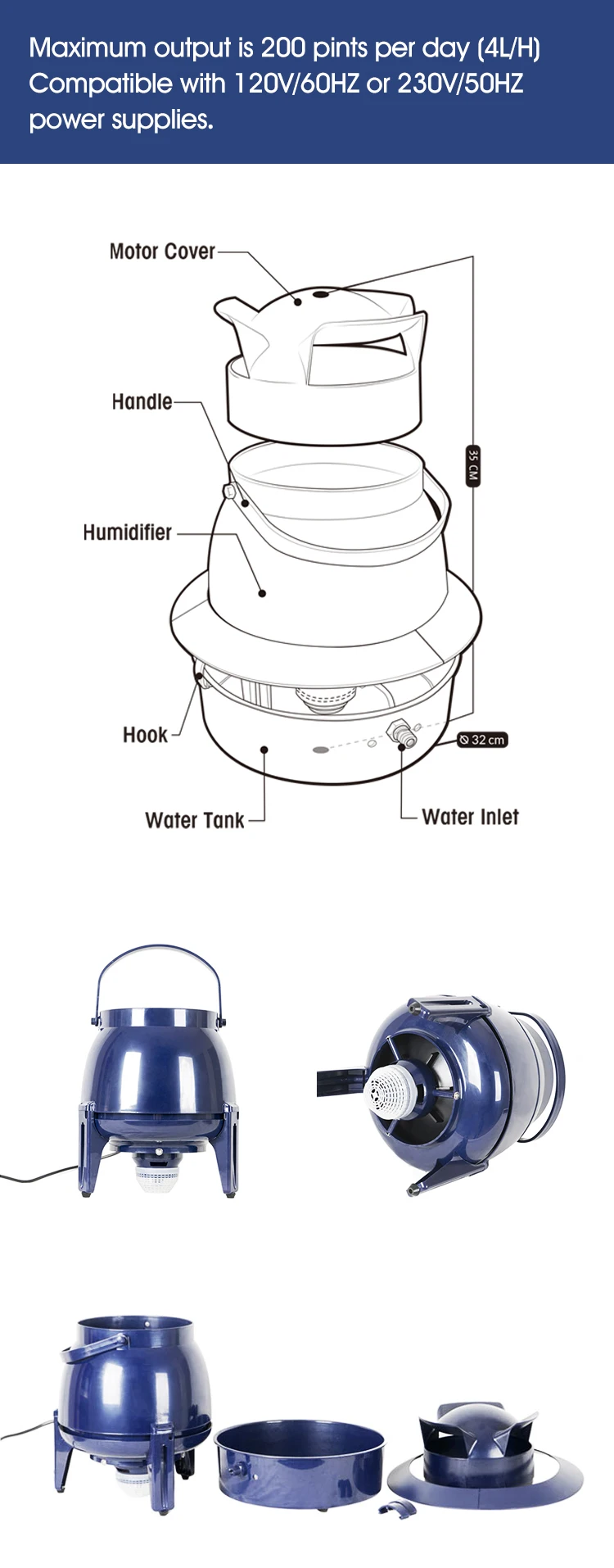 Industrial Humidifier System - 4L Ultrasonic Humidifier