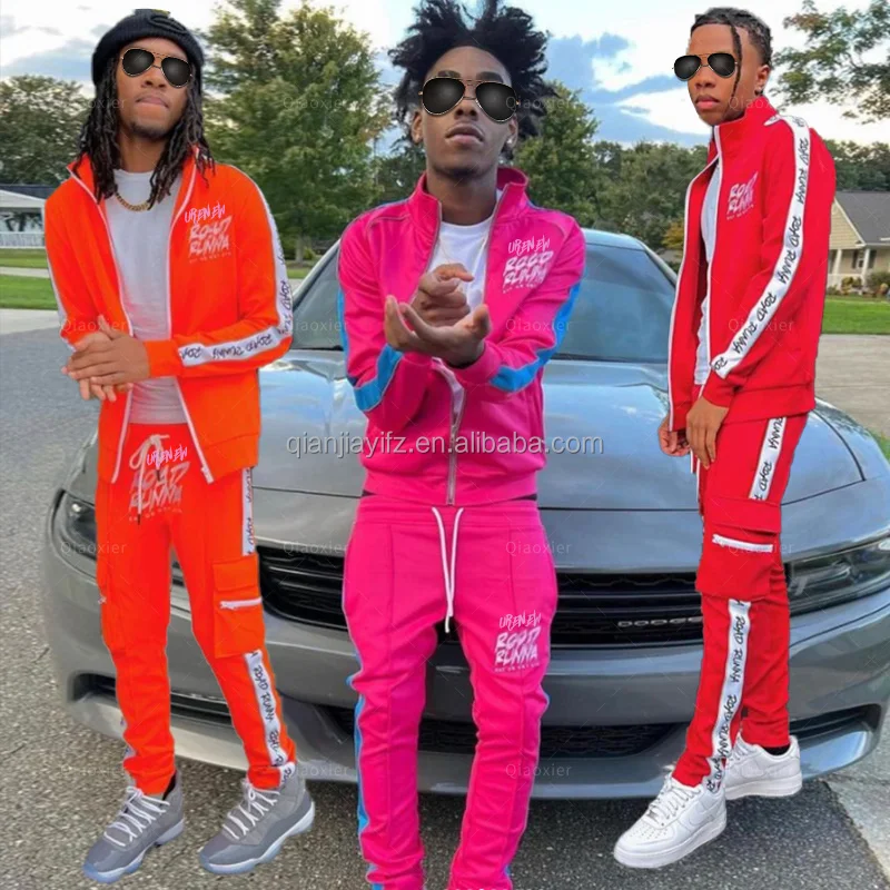 Custom Logo Reflective Print 2 Piece Athletic Full Zip Jogging Suits ...