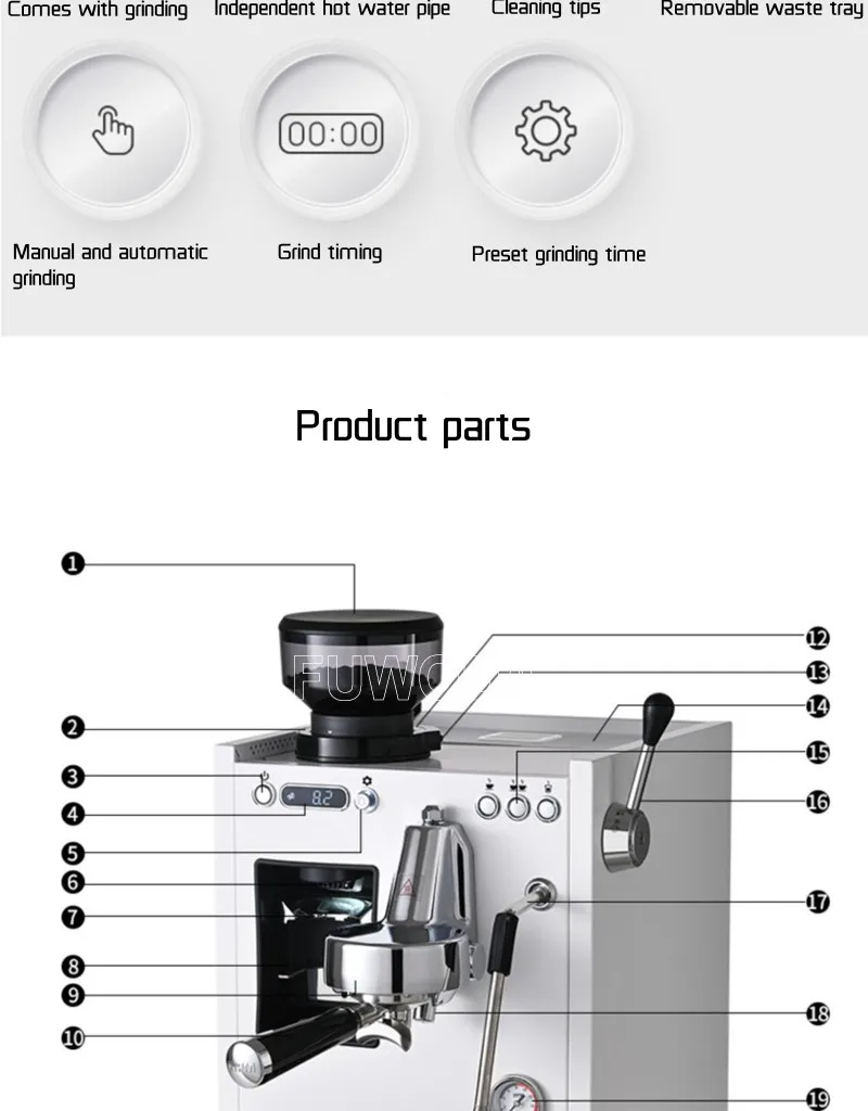 Super Steam PID Thermoblock Coffee Maker for Cafes