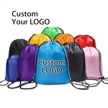 Sublimation String Nylon Waterproof Drawstring Bag Custom Logo Polyester Custom Backpack Gym ...