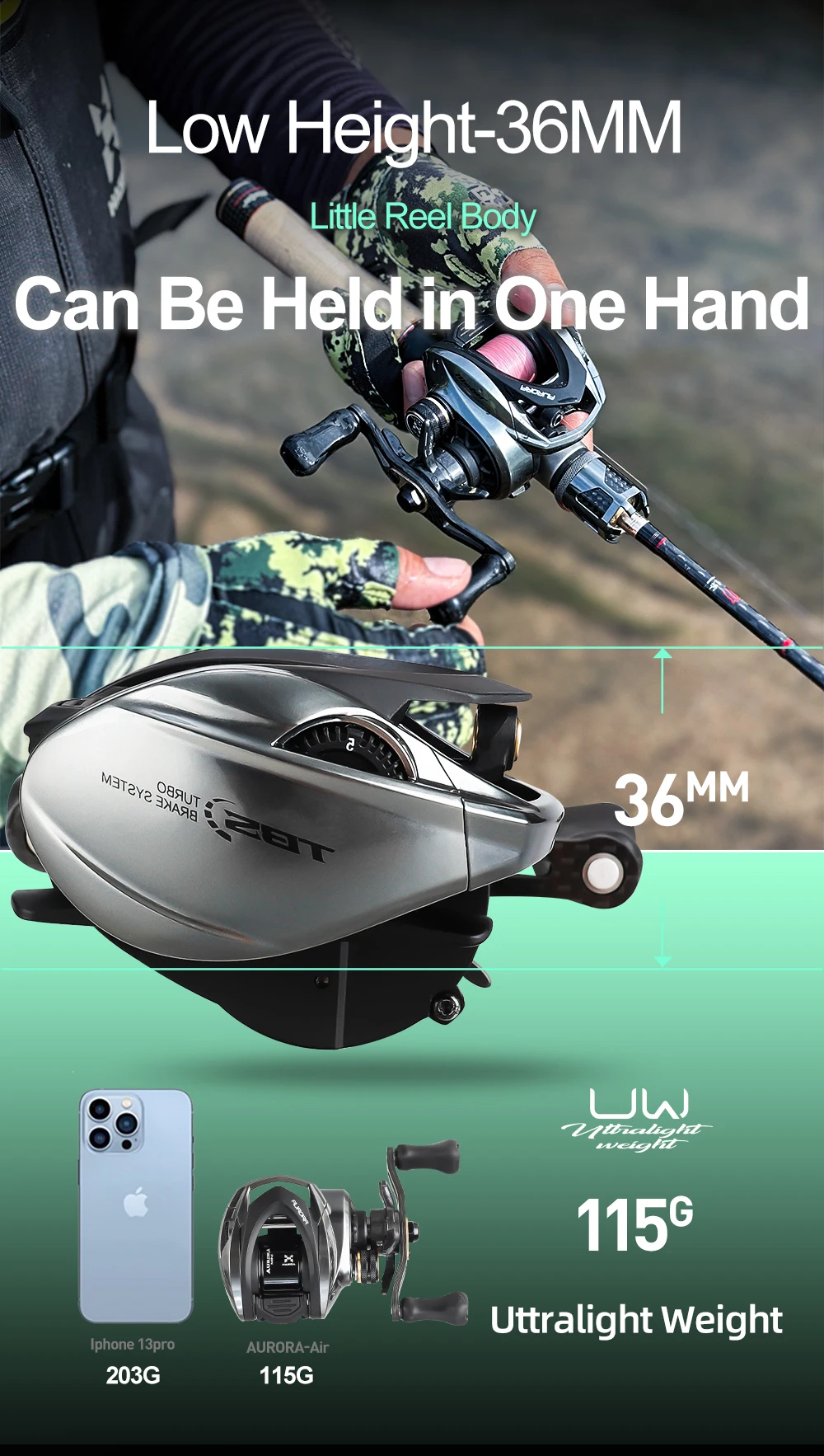 Histar Aurora AIR Light Lure Version - Ultra Light Baitcasting Reel