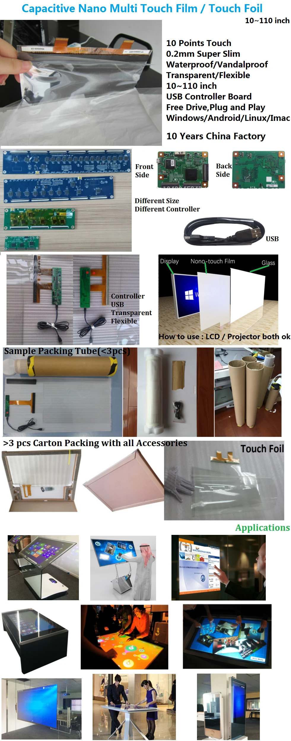 24 Inch Transparent Flexible Touch Foil Film - Capacitive Touch Monitor ...