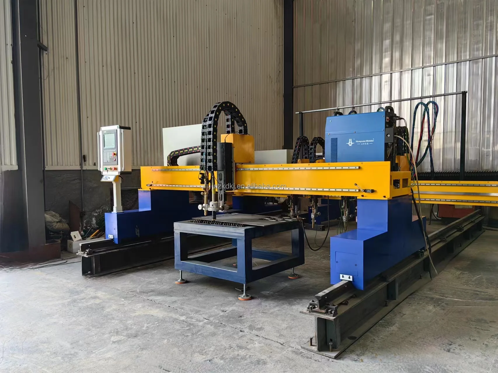 Ground Rails Type Cnc Plasma Cutting Machine with Flame Cutting Torch ...