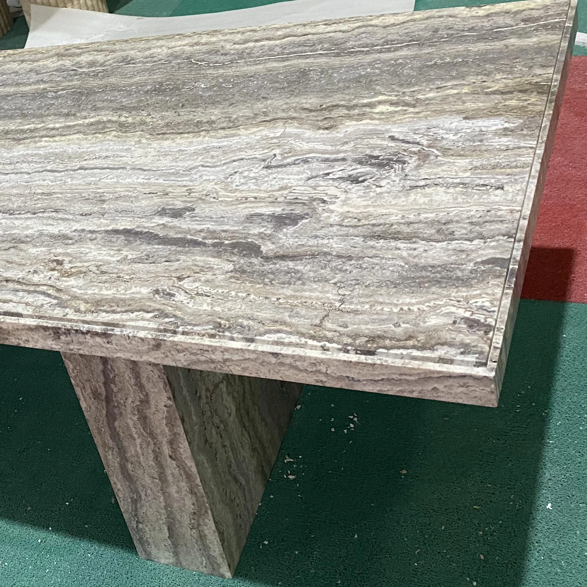 Luxury Rectangular Natural Grey Marble Travertine Dining Room Stone ...