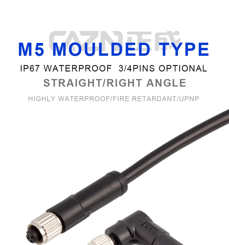 Circular Sensor M5 4Pin Female Connector Overmolded Right Angled With ...