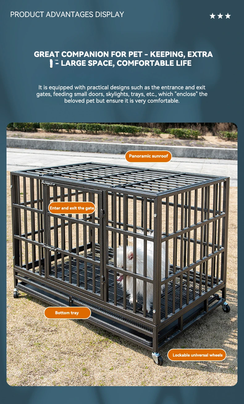 Heavy Duty Steel Movable Pet Cage Custom Size Dog Cat Kennel with ...