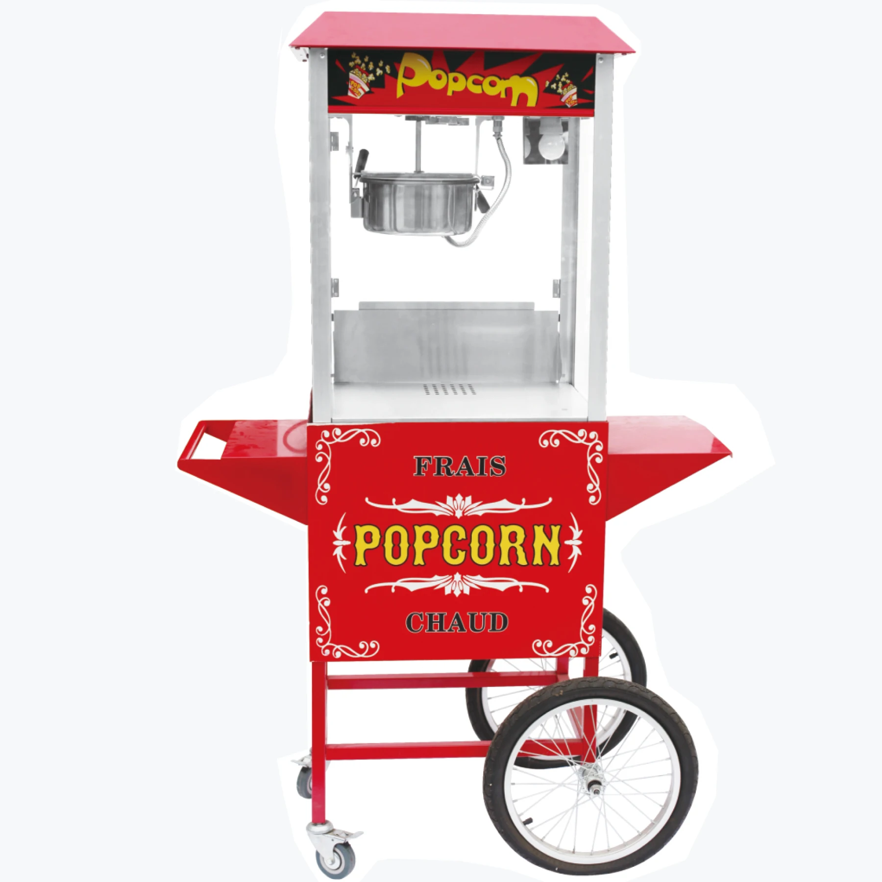 Commercial Cycle Popcorn Coating Machine With Wheels Electric Pop Corn Makers Automatic Popcorn Machine With Cart