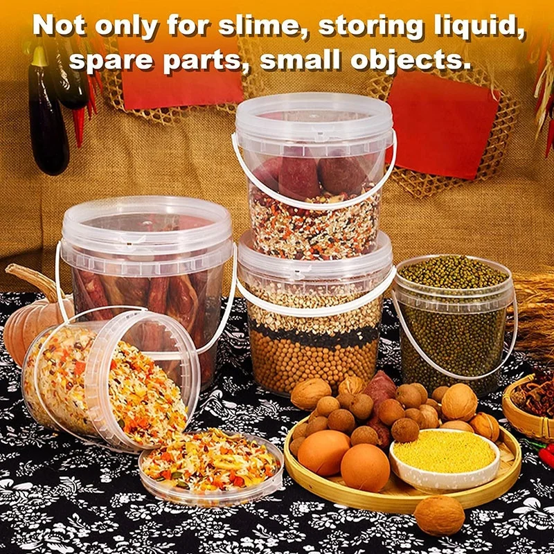Custom Clear Plastic Ice Cream Bucket 1l Small Transparent Buckets With Lids Handles Reusable ...