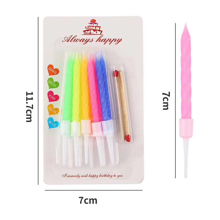 Colorful Solid Slender Threaded Birthday Cake Small Thread Candles ...