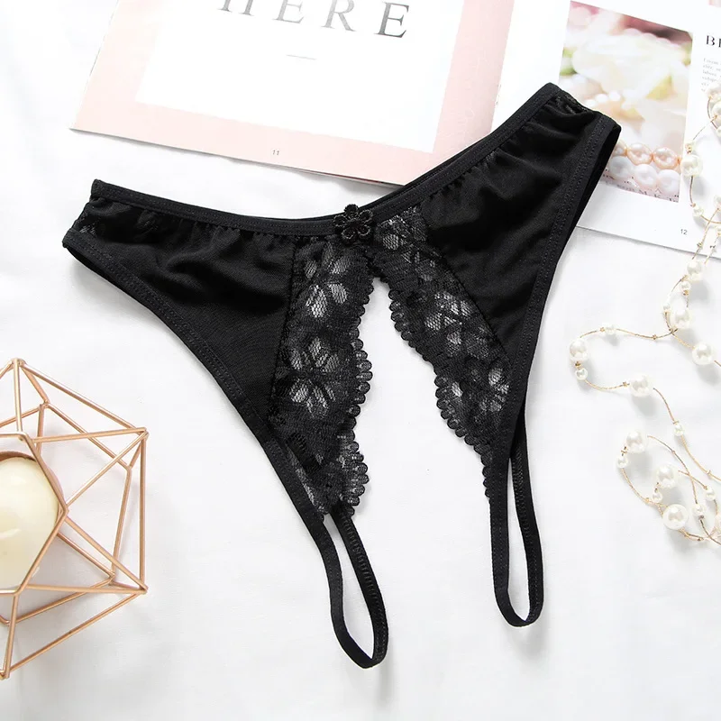 Crotchless Lingerie - Danying Thongs with Yarn Dyed Lace