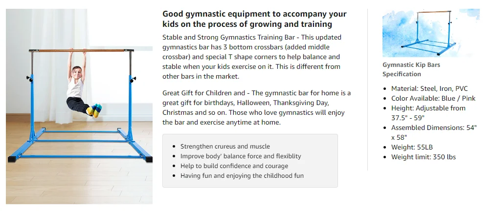 Factory Wholesale Horizontal Bar For Kids Training Gymnastic Bar For ...