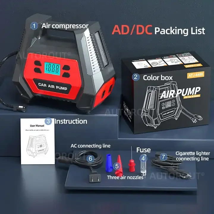 ACDC Mini Electric Hand-Held Air Compressor 12V/240V Tire Inflator with ...