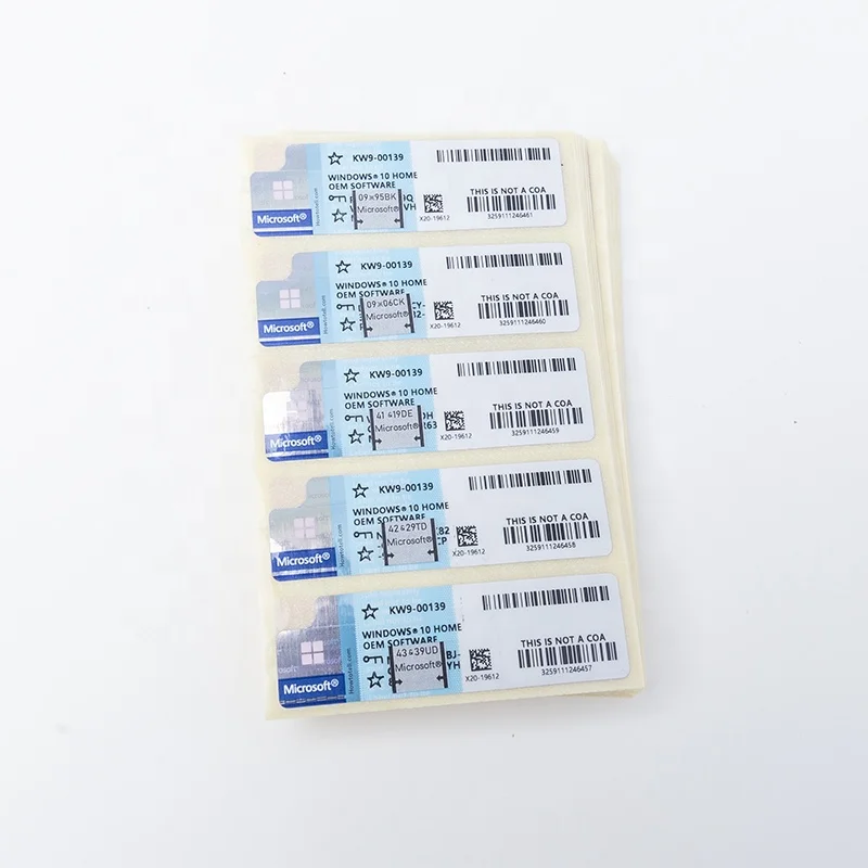 Windows 10 Home Oem Coa Sticker Global Online Activation(1 Pack= 10 Pcs ...