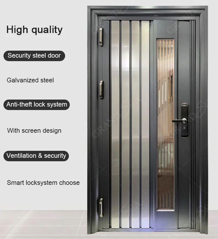 Foshan Factory Exterior Main Entrance Steel Security Door