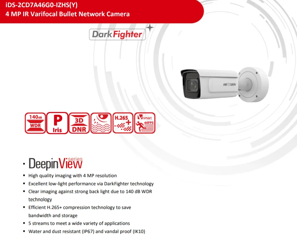 HIK CCTV Camera IATK-2CD7A46G0-IZHS - 4MP Deepinview