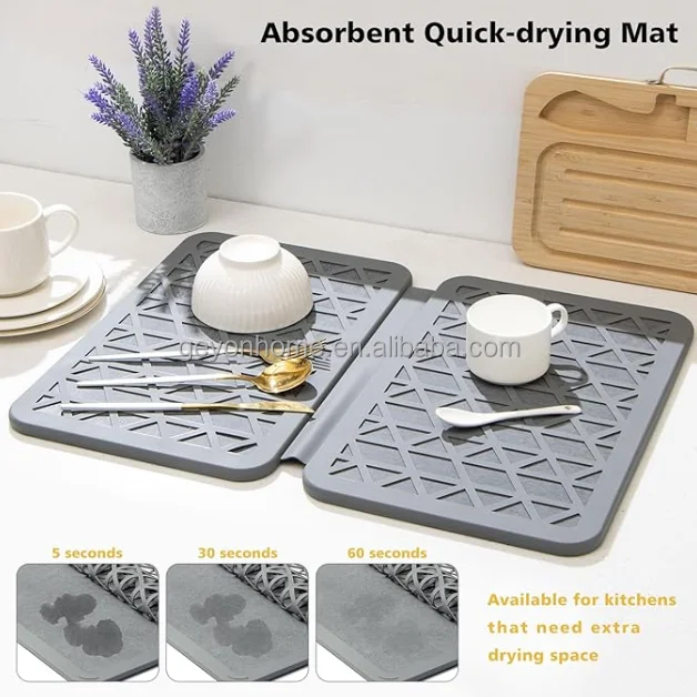 Foldable Stone Dish Drying Mats - Sustainable & Versatile