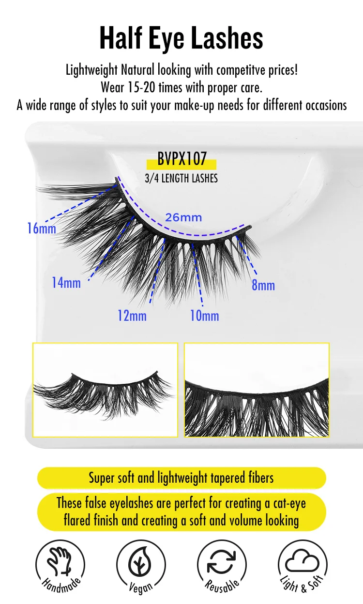 Half Eyelashes - Cat Eye Natura Long Full Strip Lashes