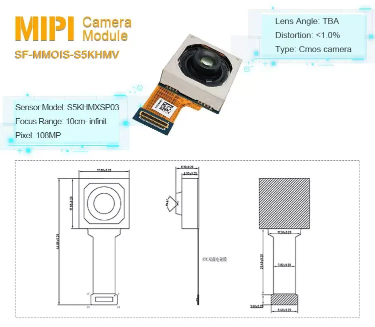 휴대폰 카메라 모듈 108mp 64mp 48mp Imx586 Imx686 S5khmxsp03 센서 미니 카메라 모듈 Mipi ...