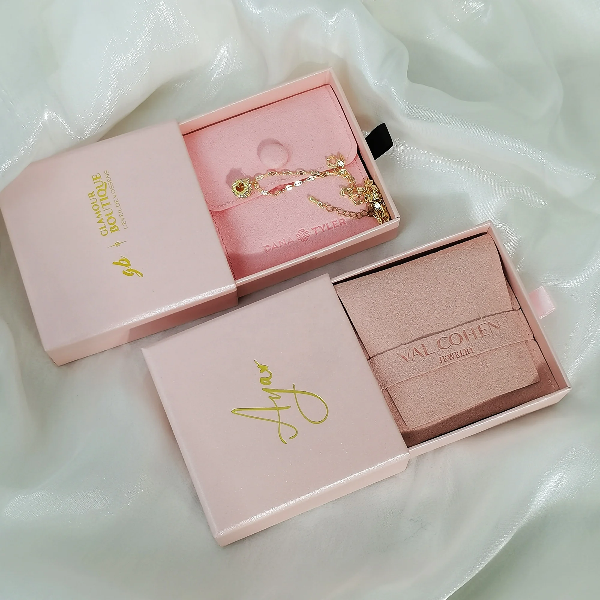 Eco Friendly Luxury Drawer Cardboard White Pink Black Small Necklace ...