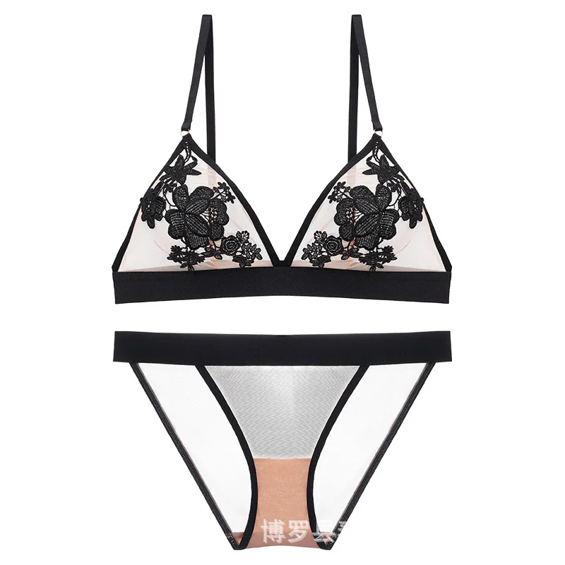 Cheap Manufacturer Sexy Hot Women Soft Wireless Luxury Embroidery