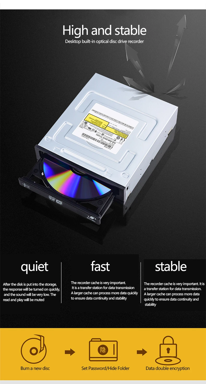 24x SATA Built in DVD + RW Drive Ihas124-14 Internal CD DVD Rewriter Burner Desktop Optical ...