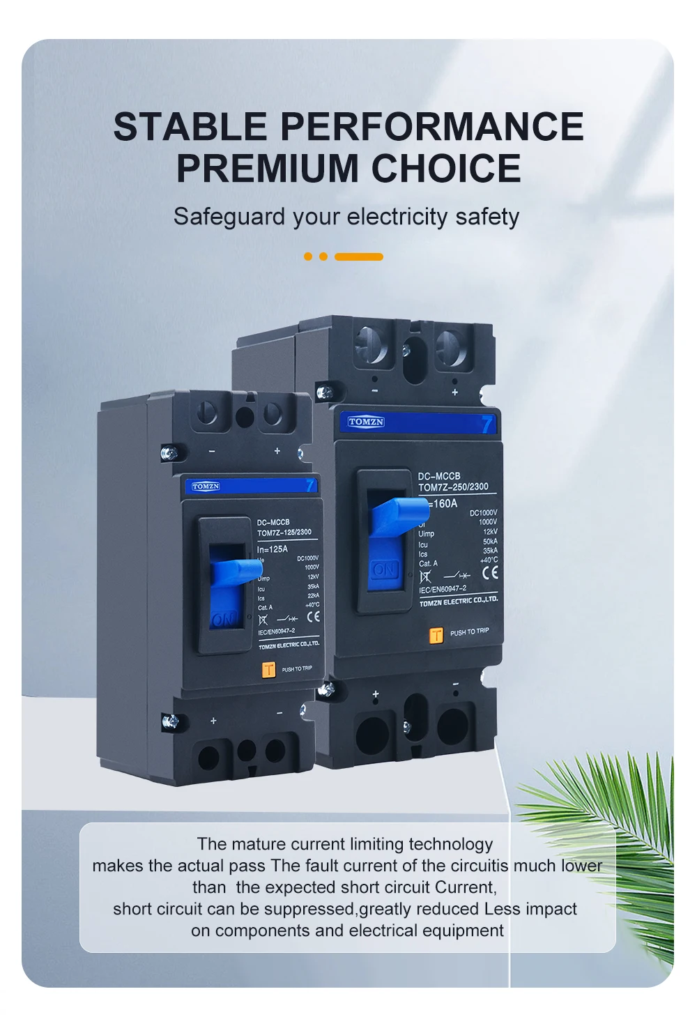 TOMZN 2P DC 1000V DC Solar Molded Case Circuit Breaker MCCB Overload ...