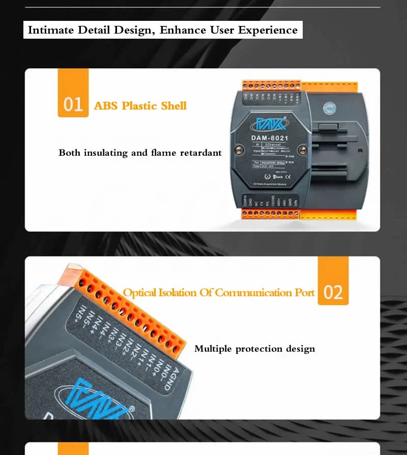 4-channel 4-20ma to RS485/232 High-precision Analog Input Module MODBUS ...