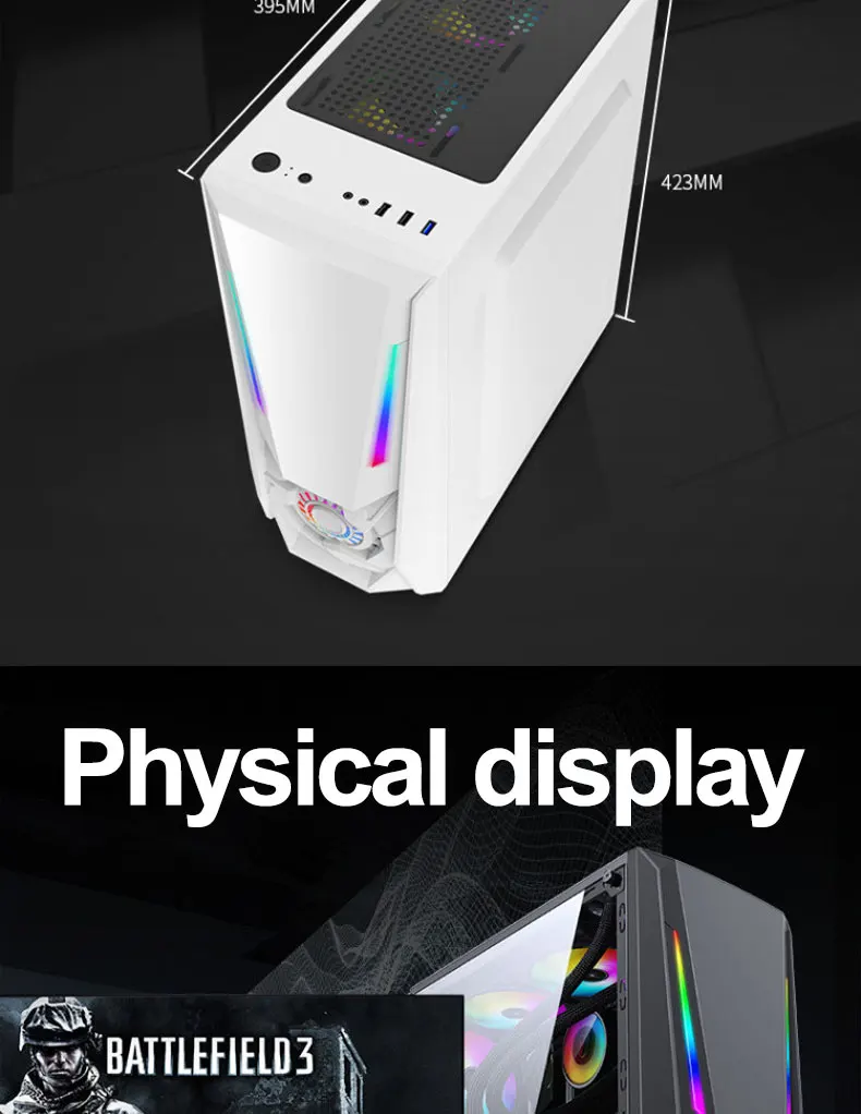 White Micro ATX CPU RGB Table PC Gaming Computer Cases & Towers Desktop ...