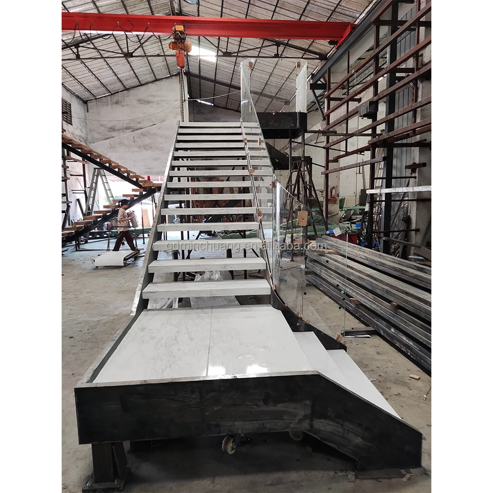 Mono Beam Staircase Interior Stairs Marble Stair Steps Tread With Glass ...
