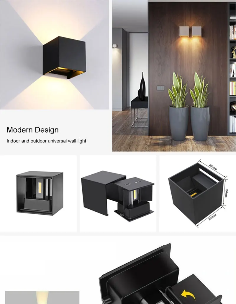 Modern Square Waterproof Led Wall Lamp Waterproof up and Down Wall ...